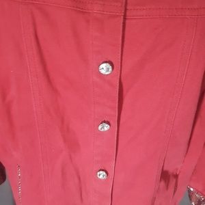 Quacker Factory | Jackets & Coats | Quaker Factory Red Embellished ...